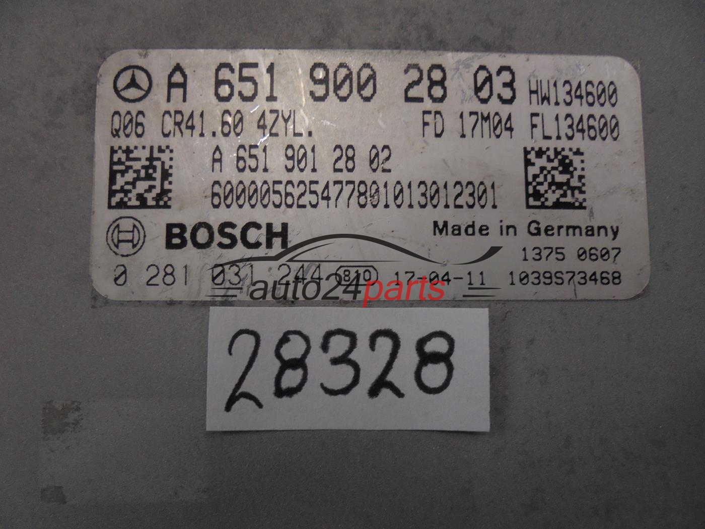 ECU ENGINE CONTROLLER MERCEDES BENZ 0281031244 A6519002803 - auto24parts