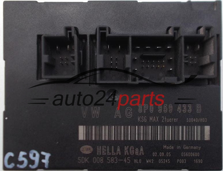 COMFORT CONTROL MODULE AUDI A3, 8P0 959 433 B, 8P0959433B, 5DK00858345 ...